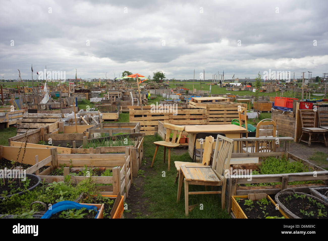 Berlin, Germany, Schiller Park neighborhood garden at Tempelhof Field ...