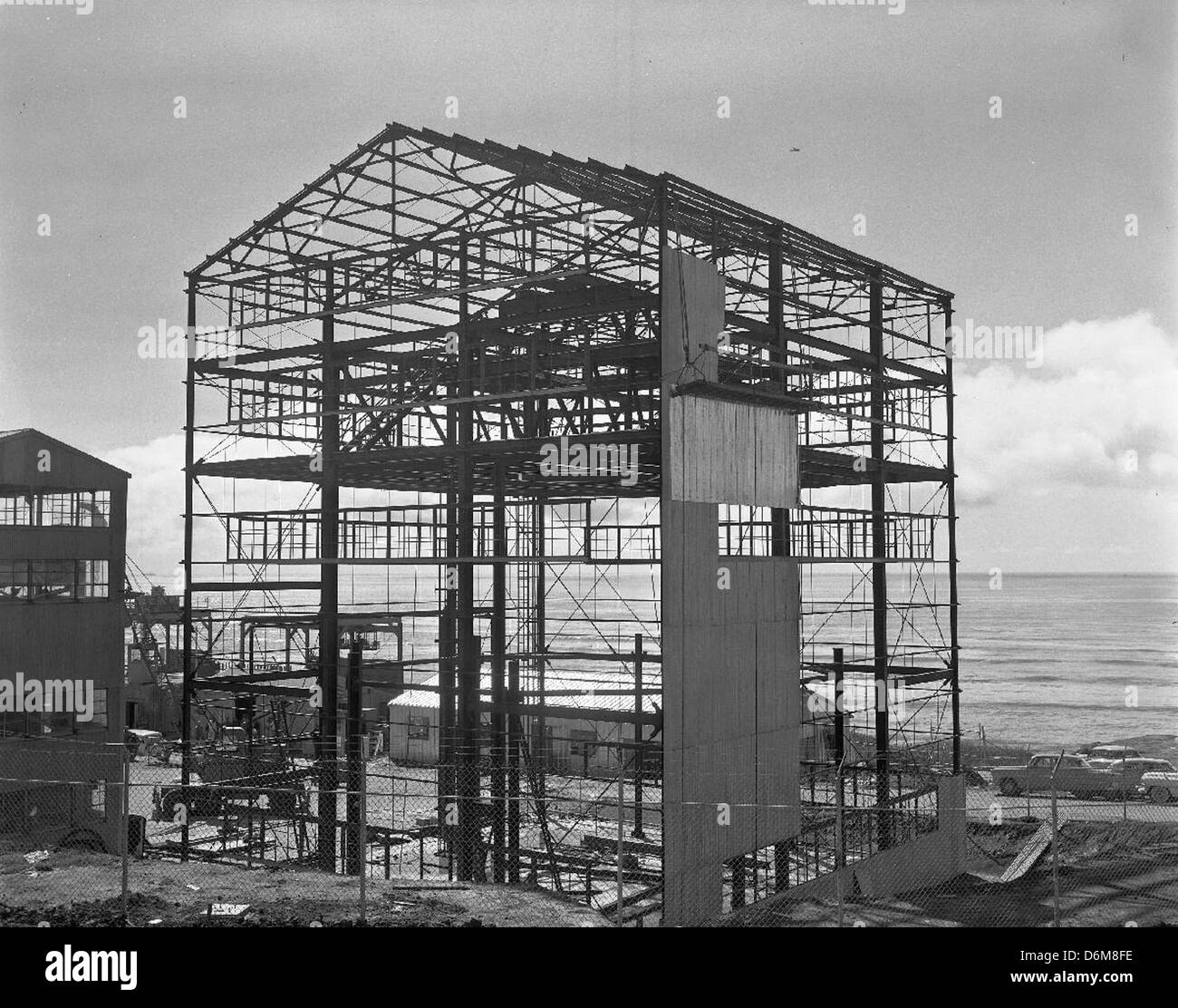 This photo shows the drop test tower at Point Loma, where aerospace ...
