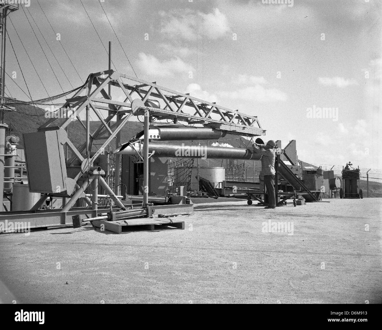 This photo shows the Point Loma test site before the bore erection. The ...