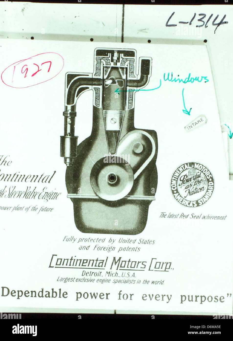 Continental Motors Photo/engine uses Stock Photo - Alamy