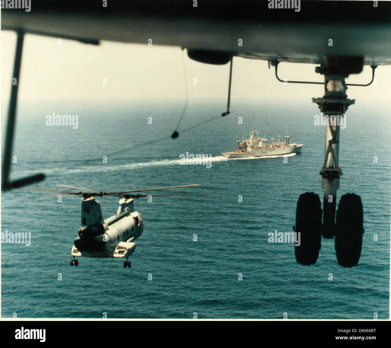 This photo captures the H-46 helicopter with BR tail markings as it ...