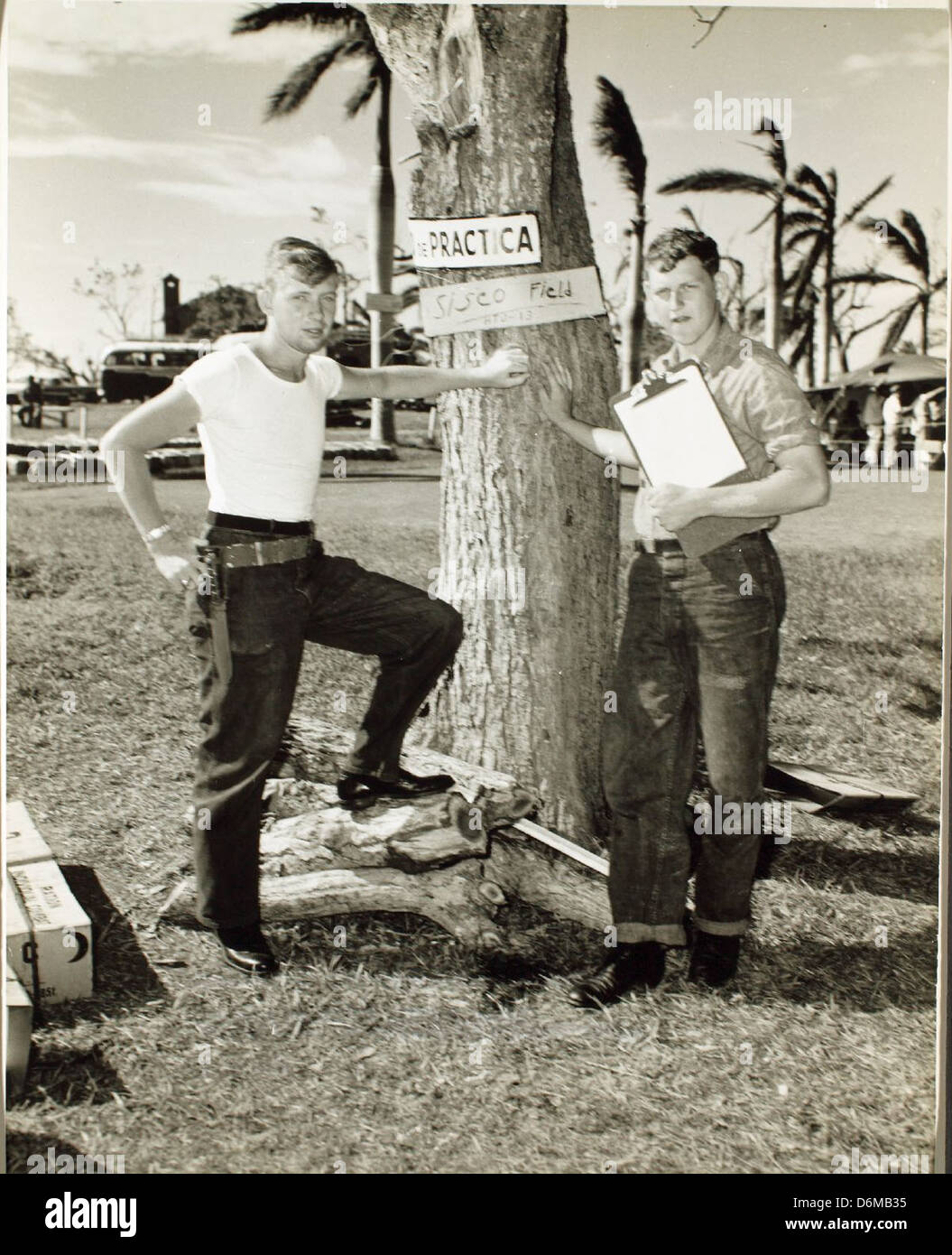 This photo documents the restoration of communications in Tampico ...