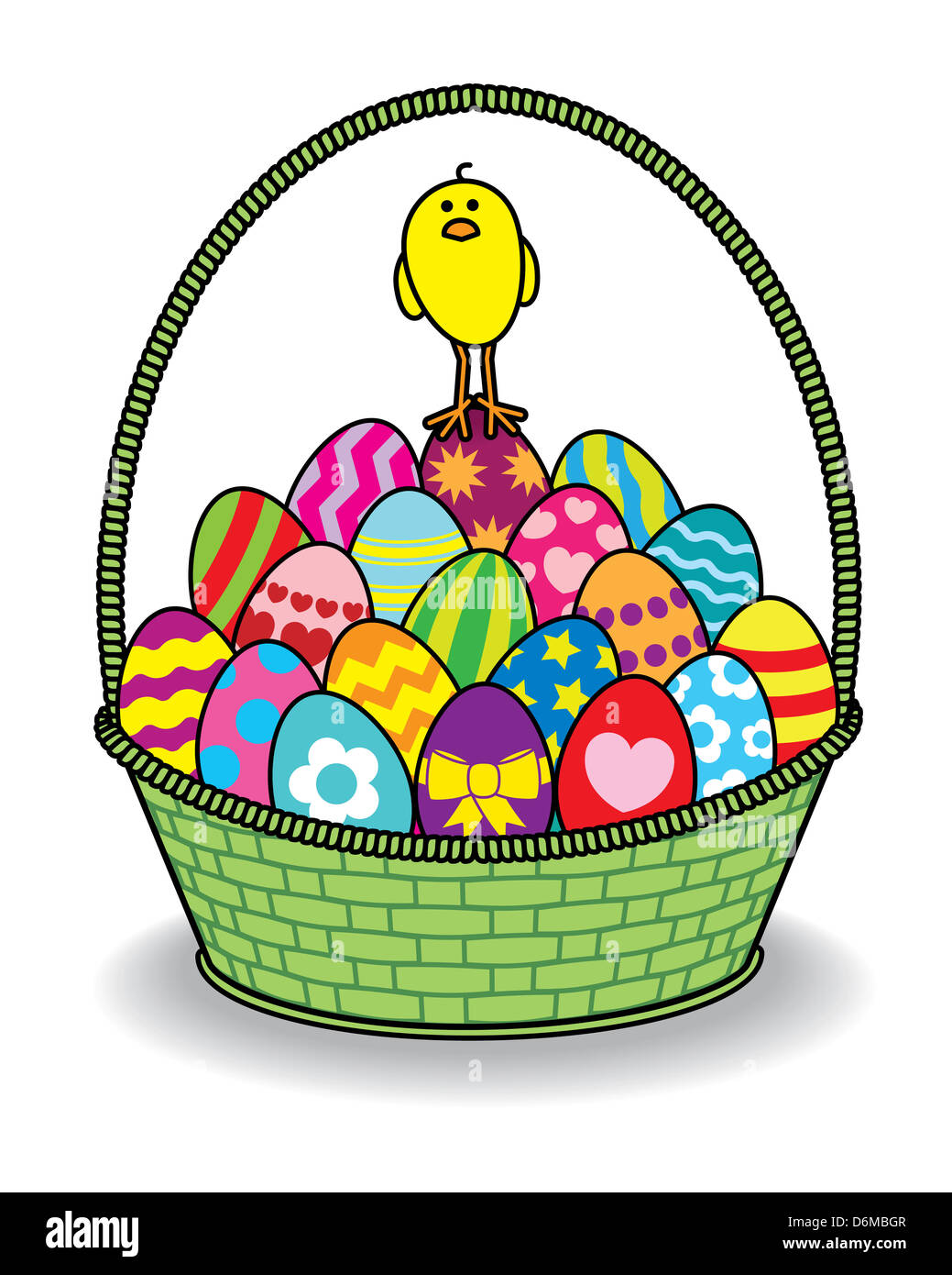 Illustration of a Single Chick standing on many Decorated Coloured ...