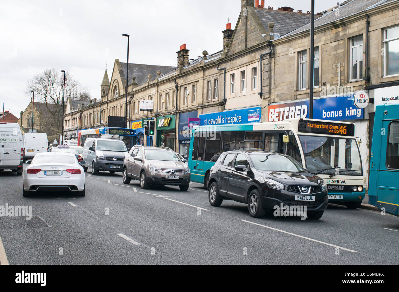 Traffic congestion Gosforth High Street north east England UK Stock ...