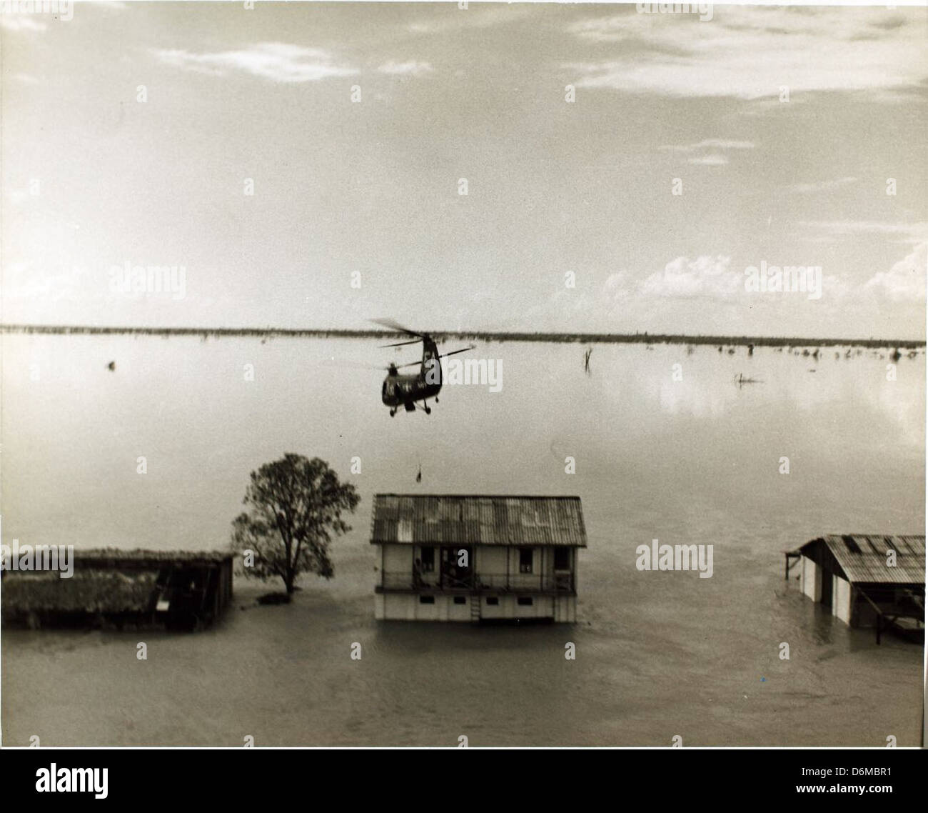 This photo captures U.S. Navy helicopters performing a rescue mission ...