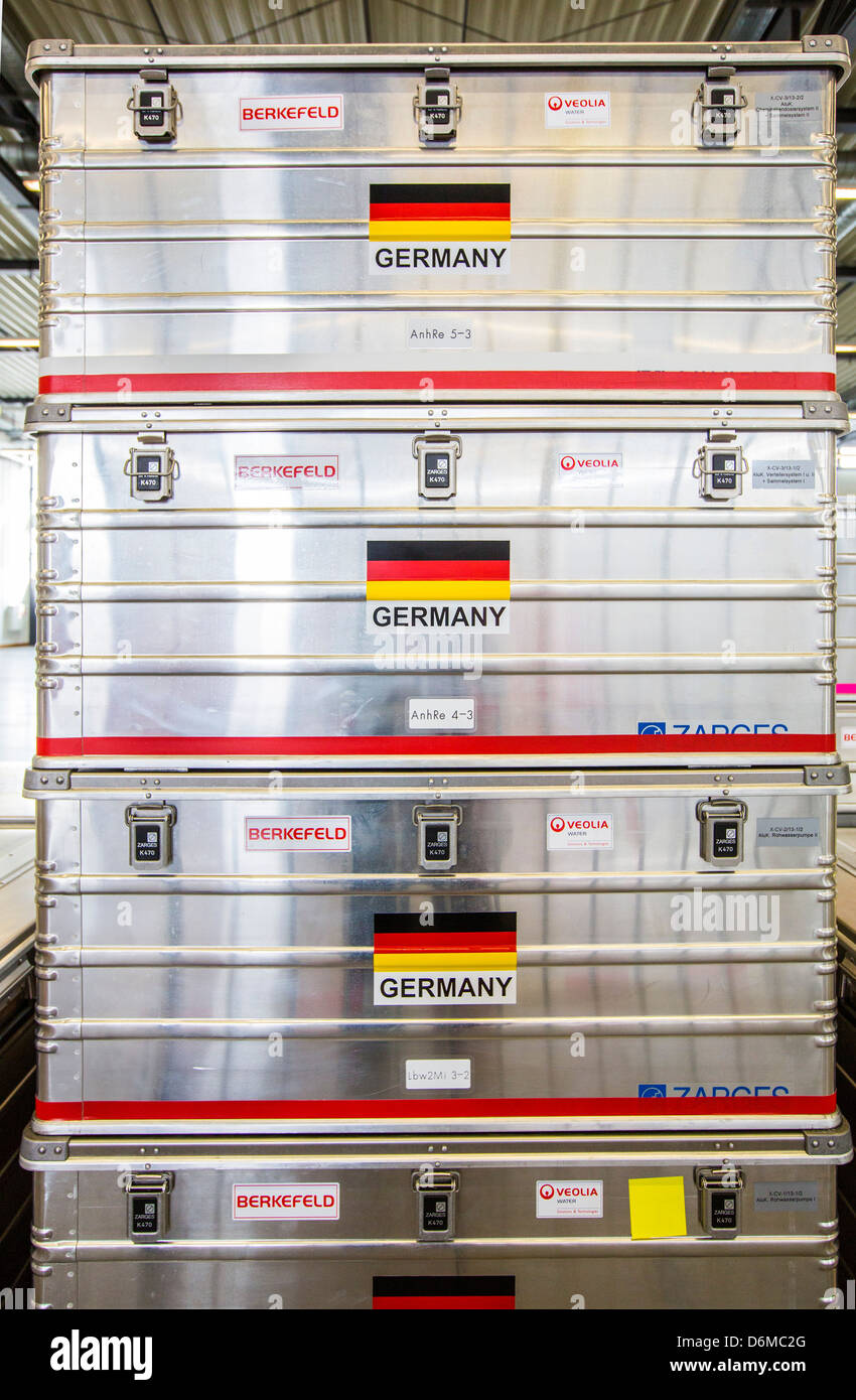 Aluminum transport boxes for emergency equipment. German flag. German ...