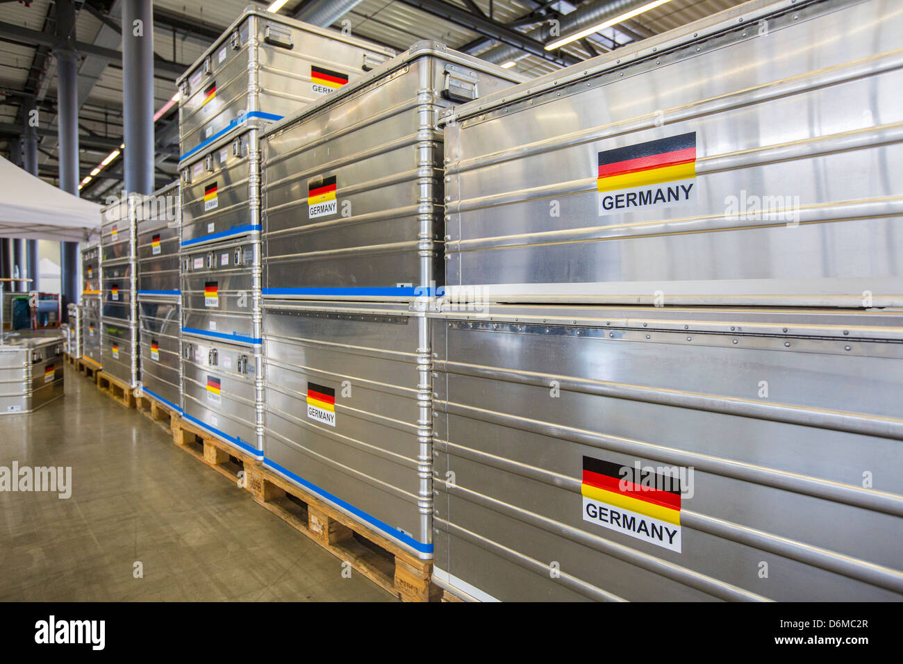 Aluminum transport boxes for emergency equipment. German flag. German ...