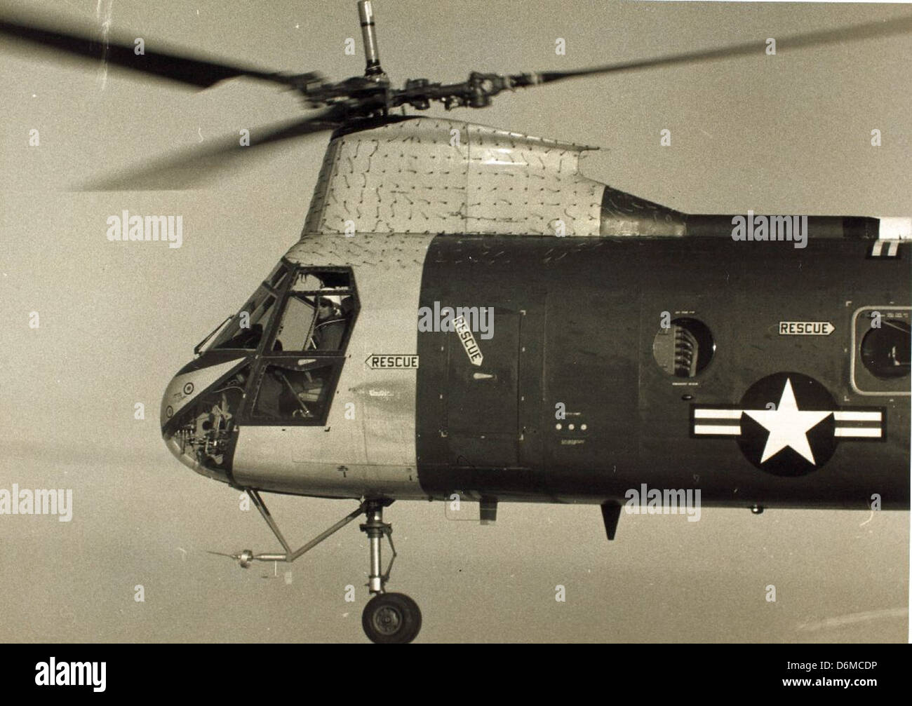 This image shows the CH-46 helicopter, photographed in a flight test ...