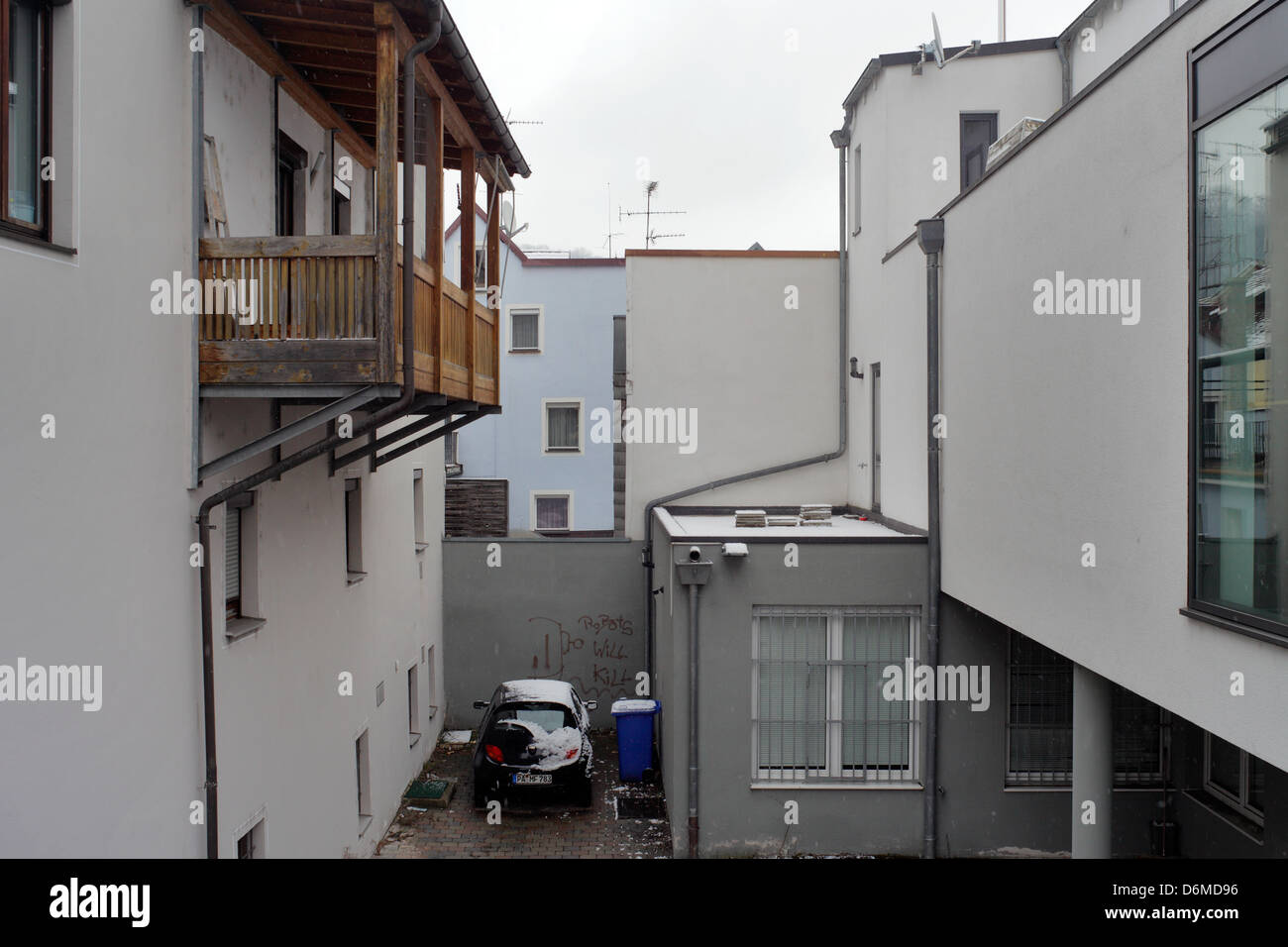 Passau, Germany, close backyard between residential buildings Stock ...