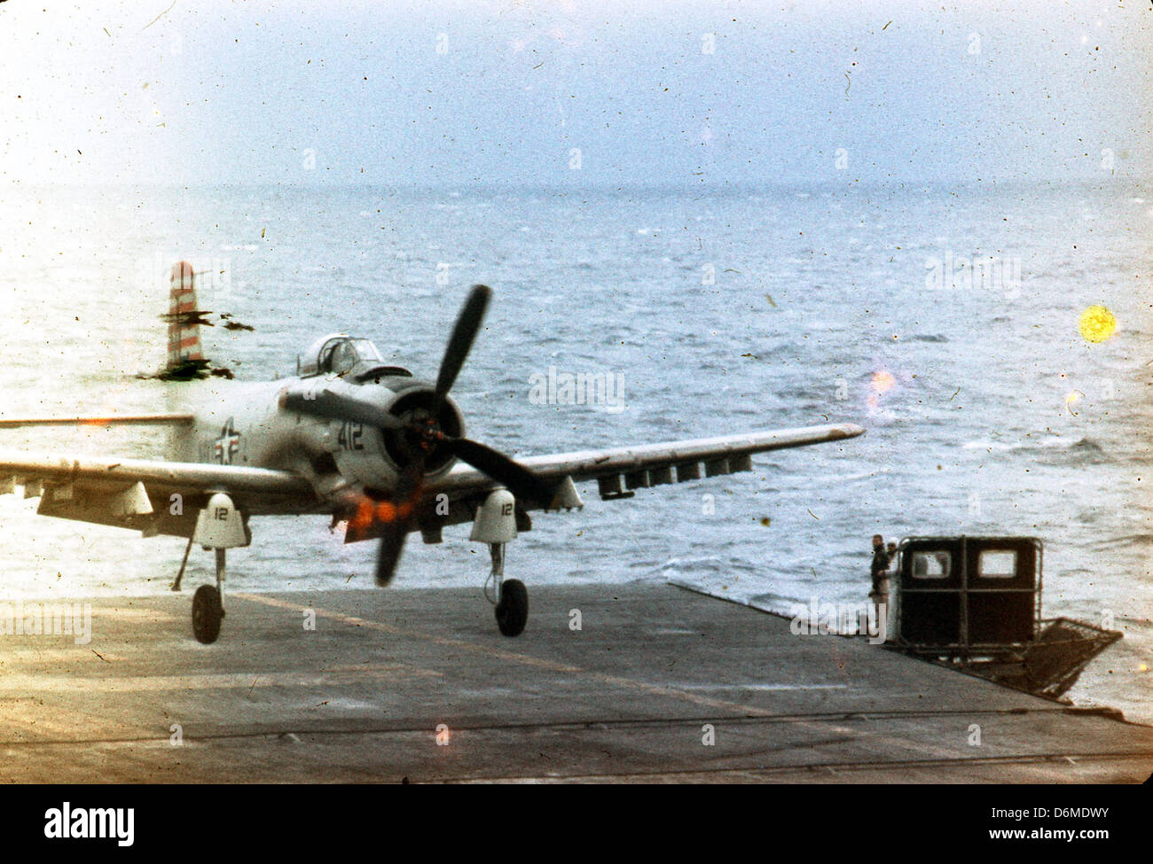 This image shows the AD-6 Skyraider aircraft of VA-96 aboard the USS ...