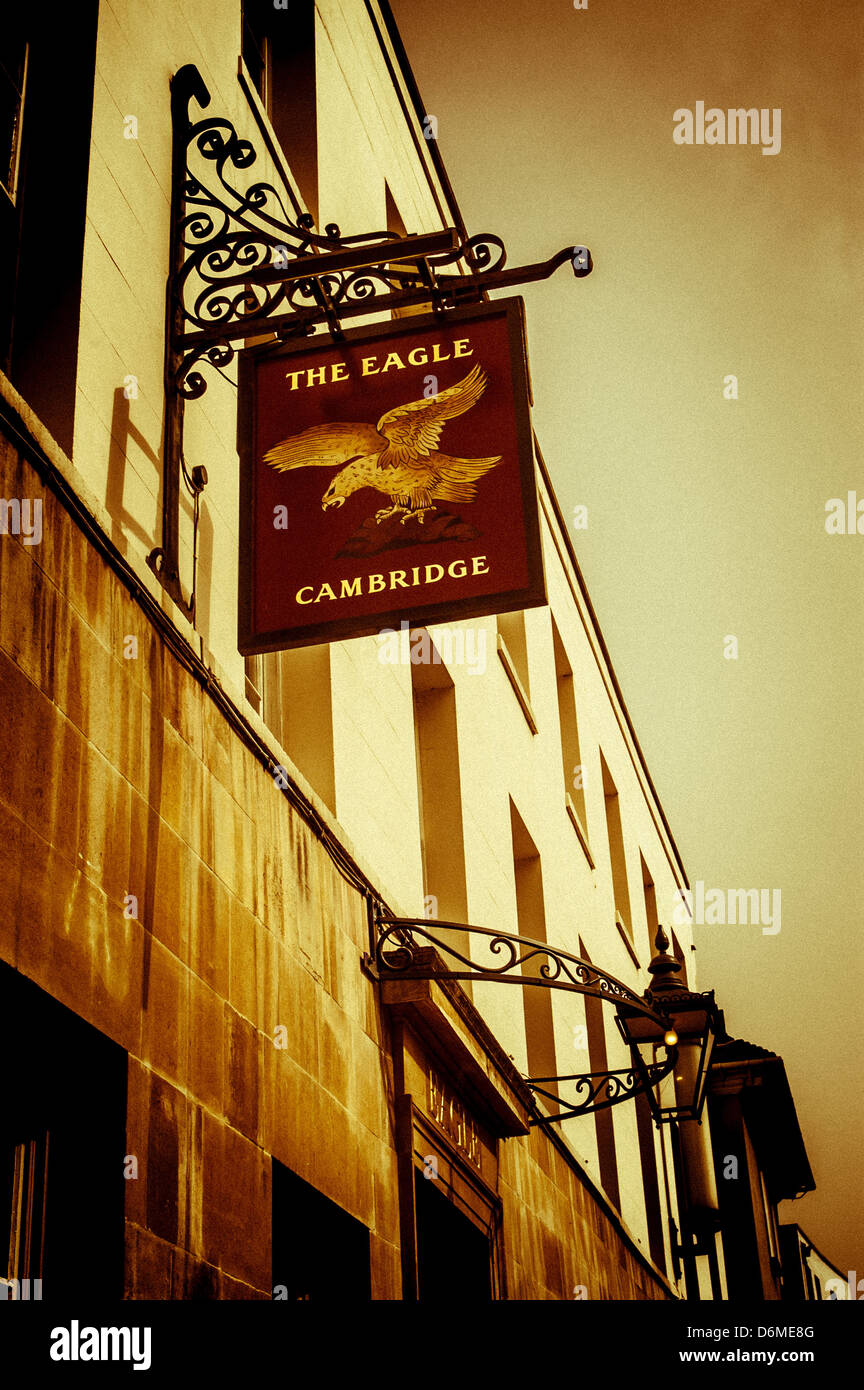 The Eagle pub sign at sunset. Cambridge Stock Photo - Alamy