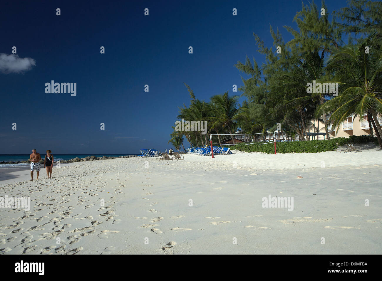 Bridgetown, Barbados, the sandy beach of Dover Beach in the early ...