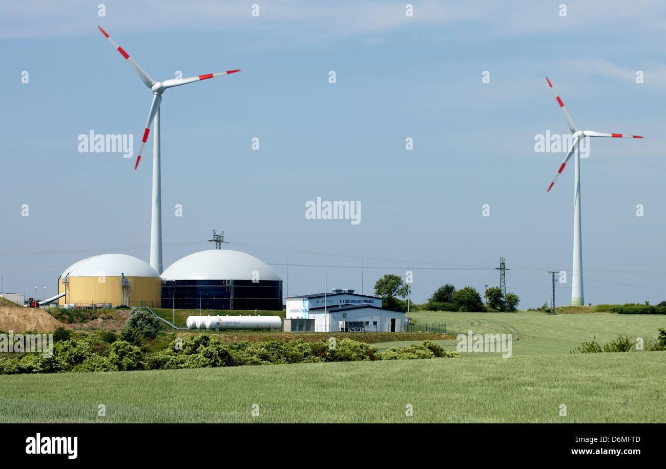 Prenzlau, Germany, the hybrid power plant of the company Enertrag Stock ...
