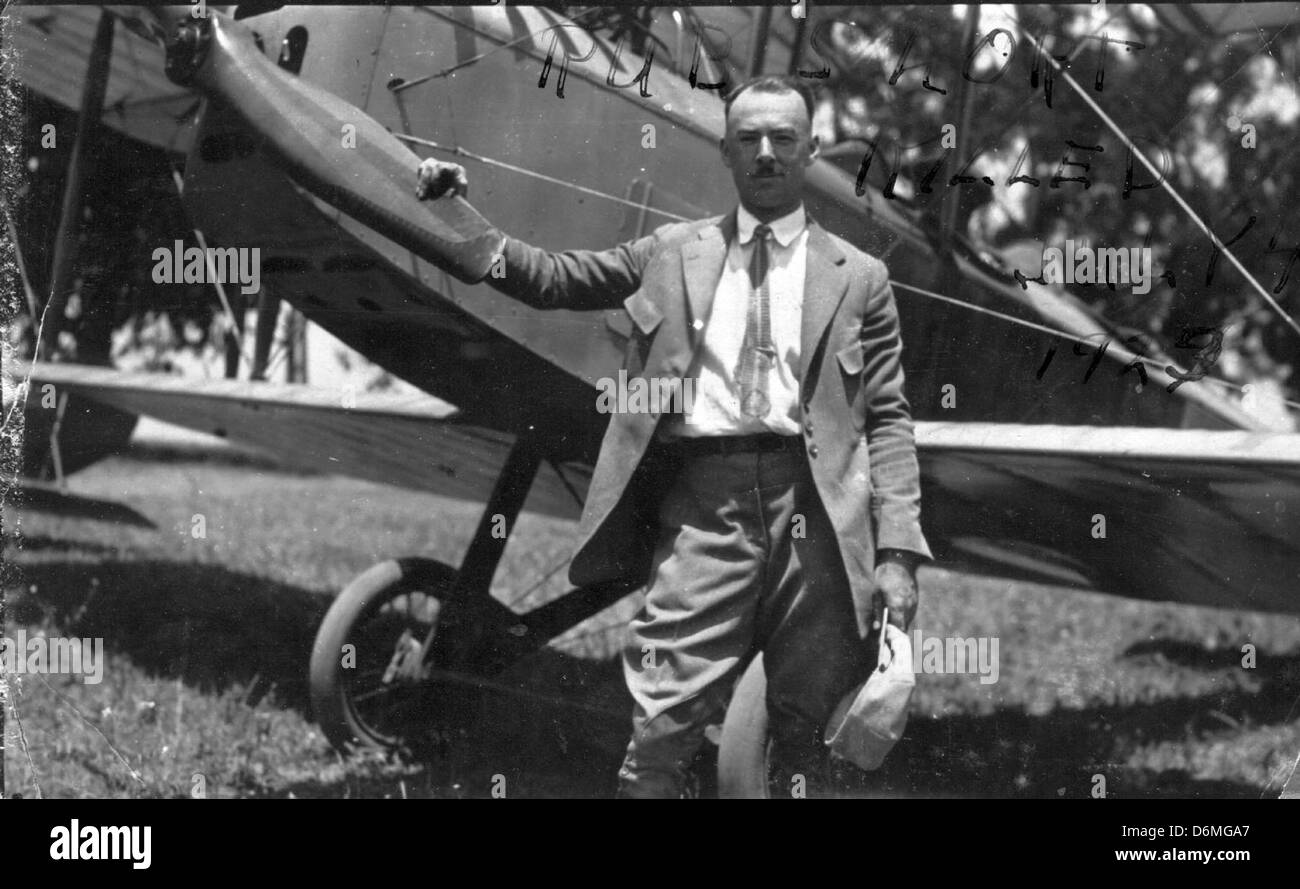 This photo memorializes Rube Short, a notable aviator, with his plane ...