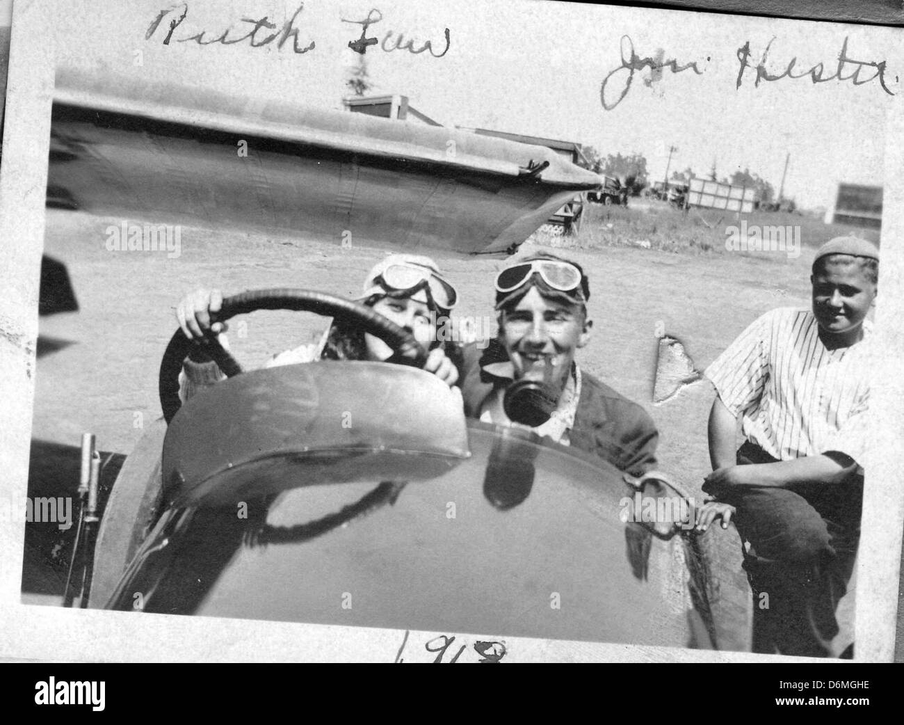 Ruth Law, a pioneering aviatrix, is pictured in 1918 with Hester Jim ...