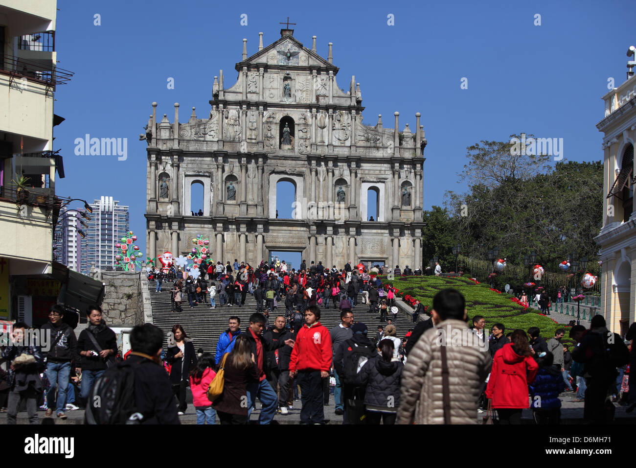 Macau, China, People before the ruin of St. Paul Stock Photo - Alamy