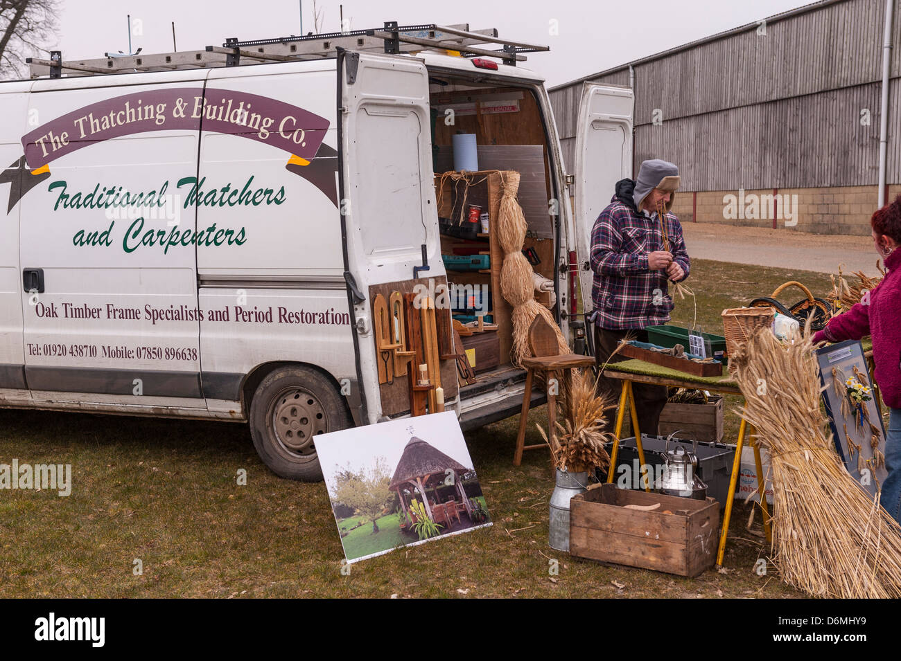 A thatcher demonstrating his craft at the Spring Fling In Norwich ...