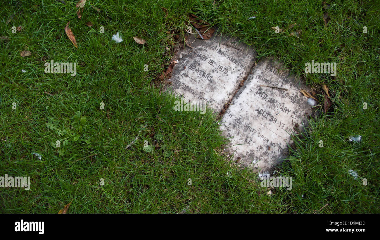 ancient gravestones in grass Stock Photo - Alamy