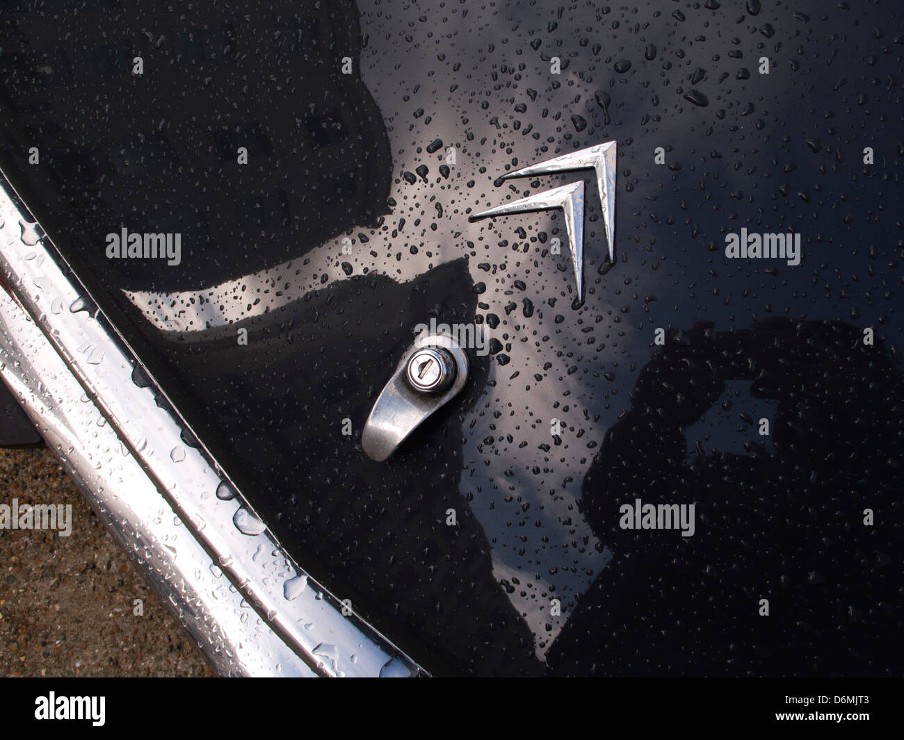 Black Citroen DS boot lock, raindrops Stock Photo - Alamy