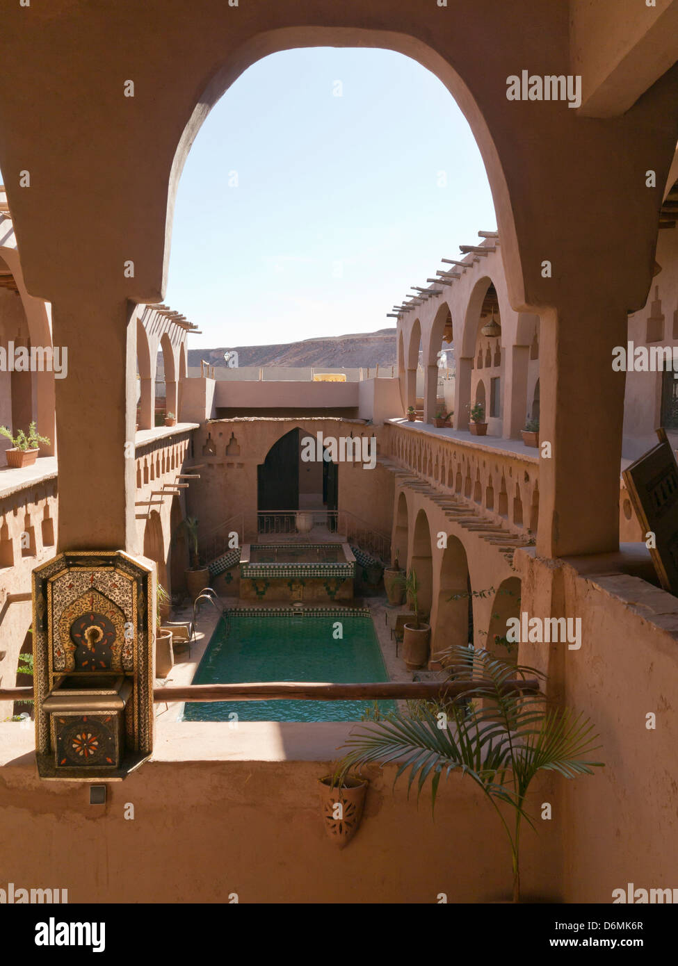 Courtyard with swimming pool in Riad, Morocco , North Africa Stock ...