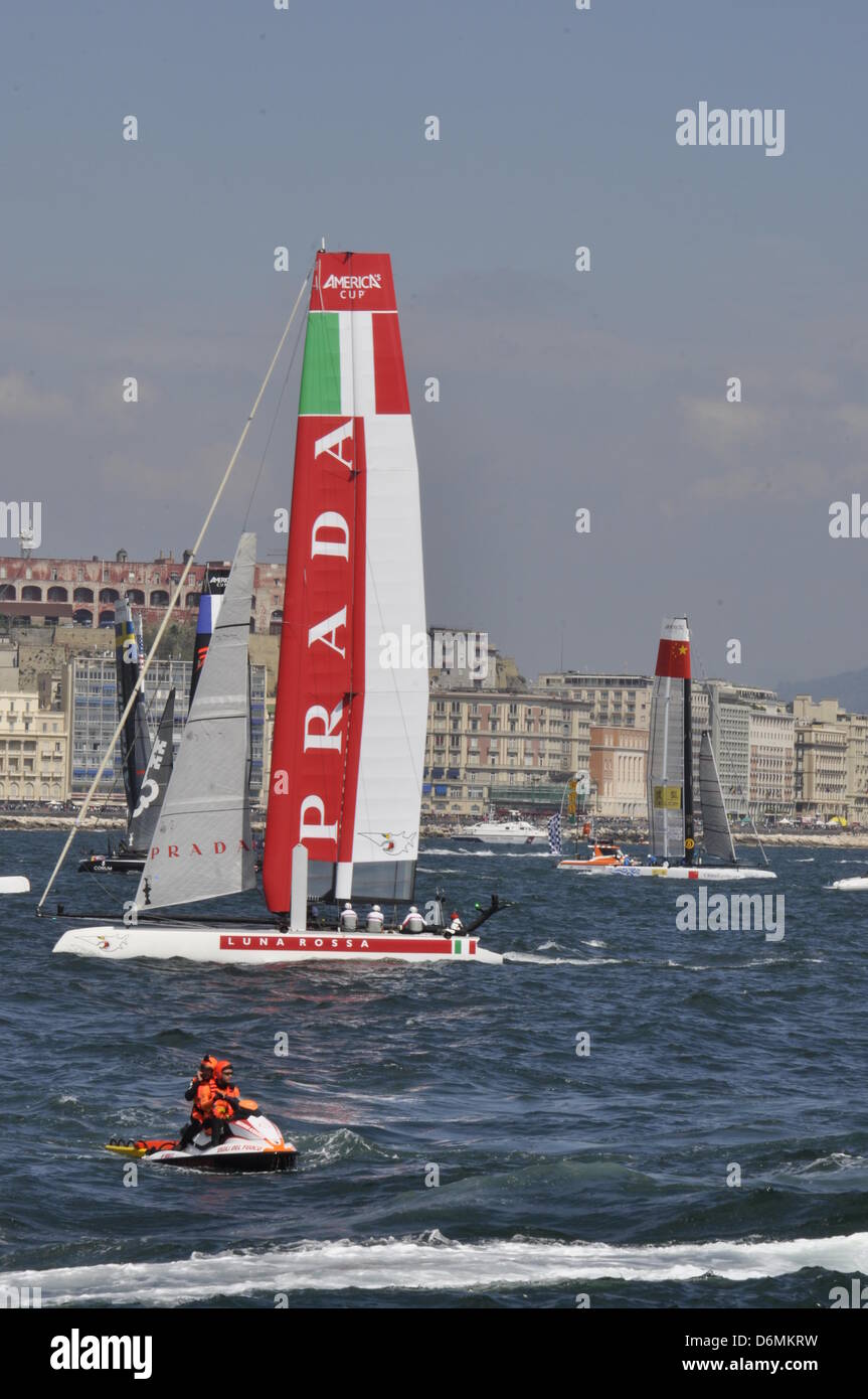 the catamaran of team races during the america's cup world series ...