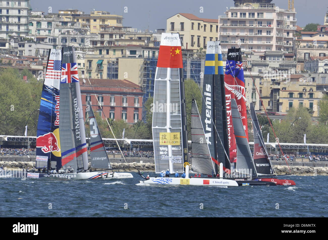the catamaran of team races during the america's cup world series ...