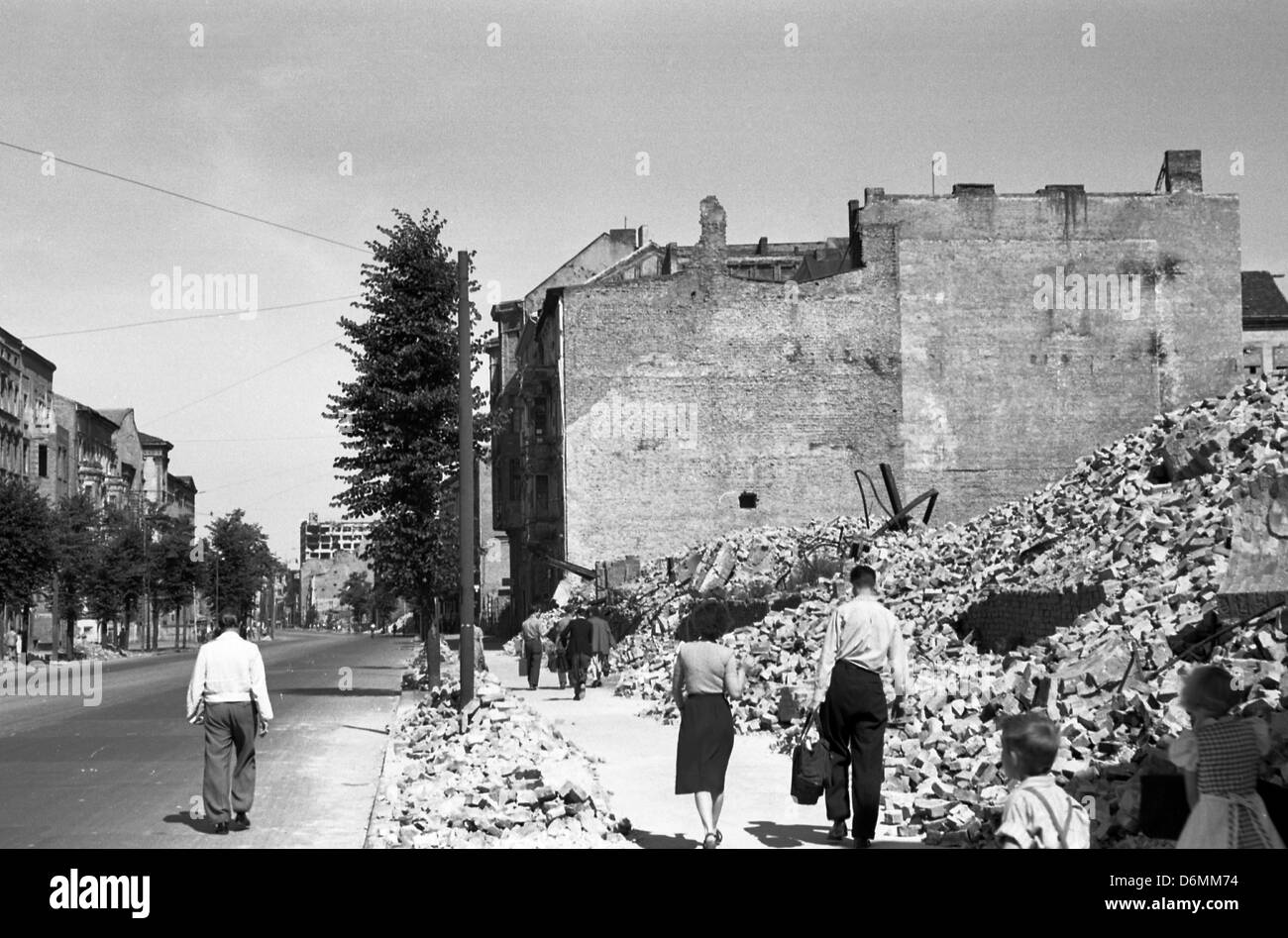 Berlin, Germany, debris of a destroyed house in the Stresemannstrasse ...
