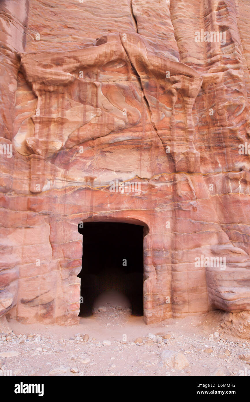 Lost first century city of Petra, Jordan, carved out of red stone, and ...