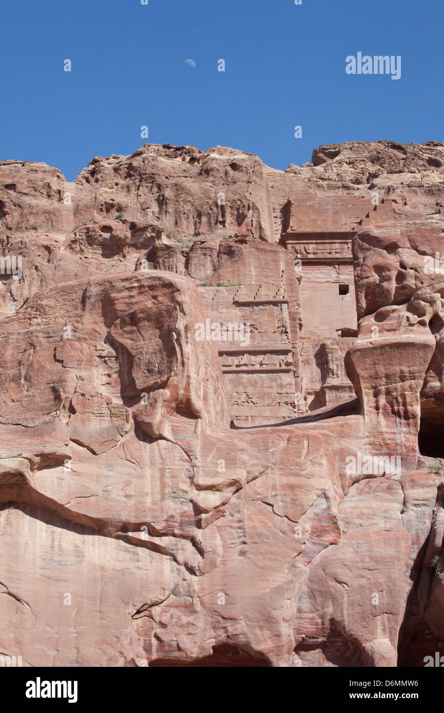 The old lost city of Petra, Jordan, carved out of the side of stone ...