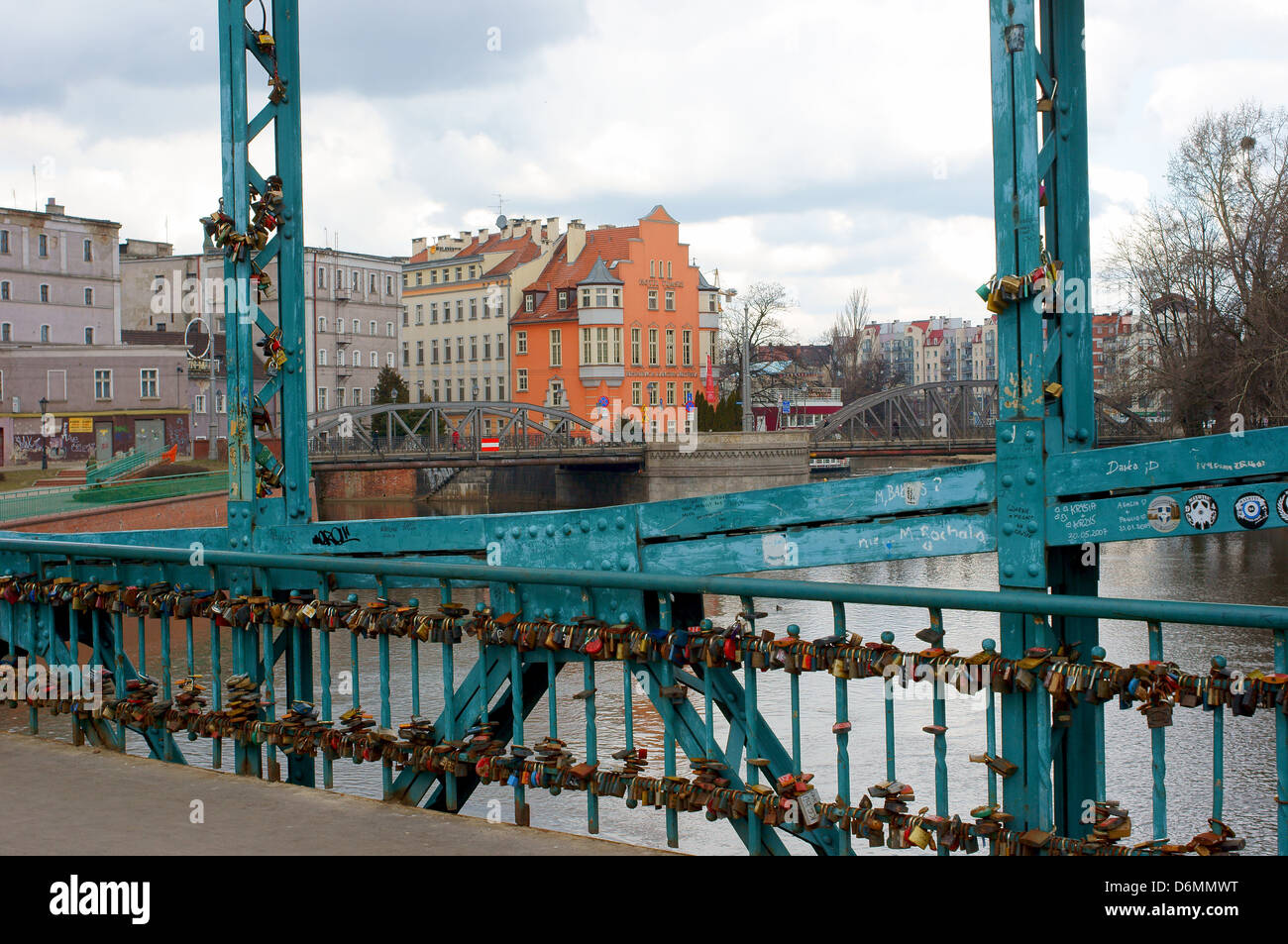Wroclaw View from Tumski bridge on Mlynskie Bridges Stock Photo - Alamy