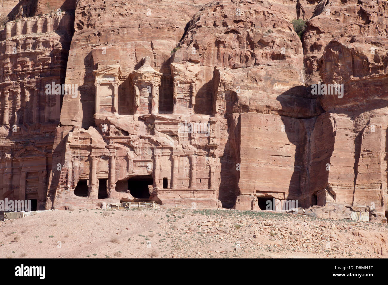 Ruins from the old, lost city of Petra in Jordan, a tourist destination ...