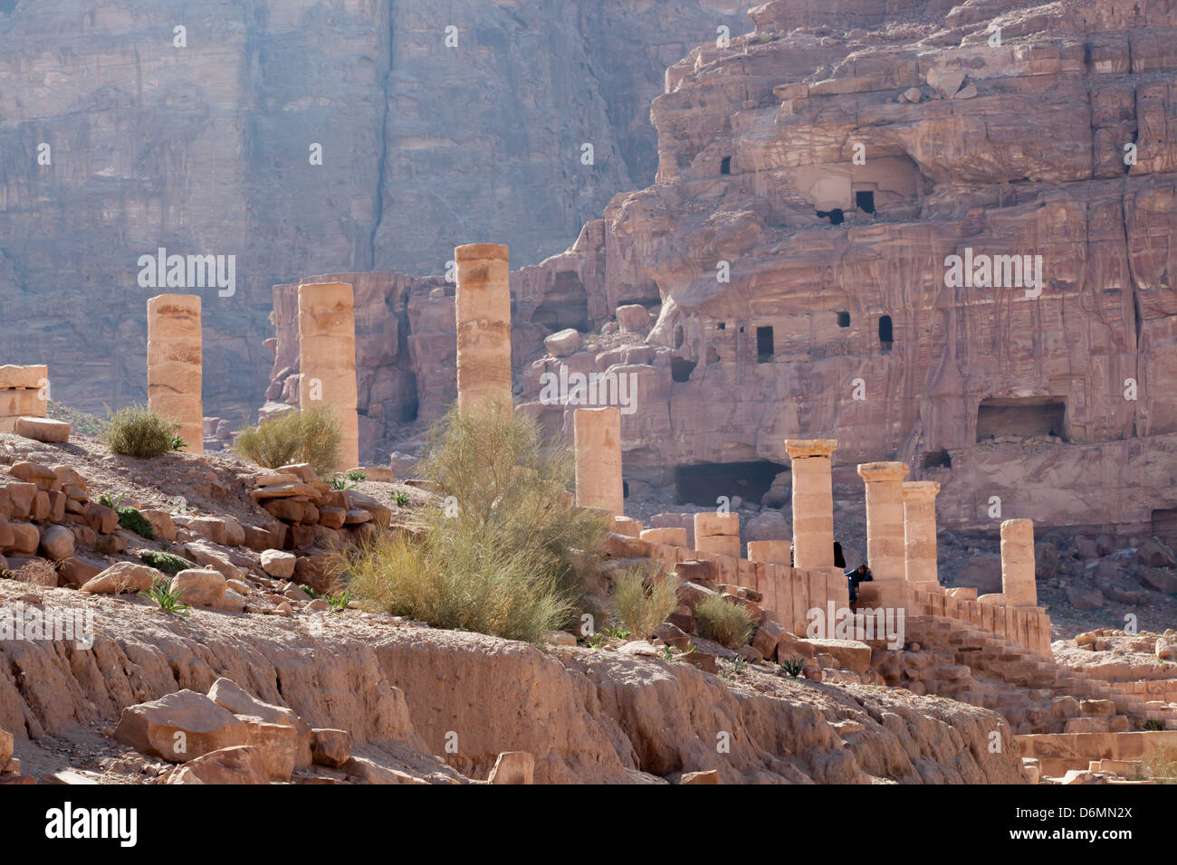 Ruins from the old, lost city of Petra in Jordan, a tourist destination ...