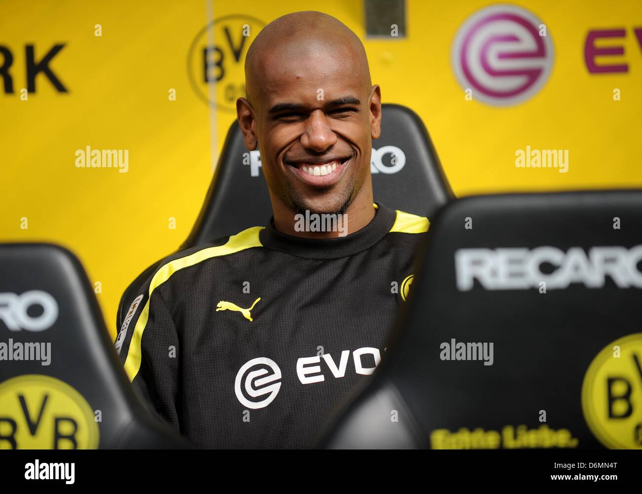 Dortmund's Felipe Santana sits on the substitution bench during the ...