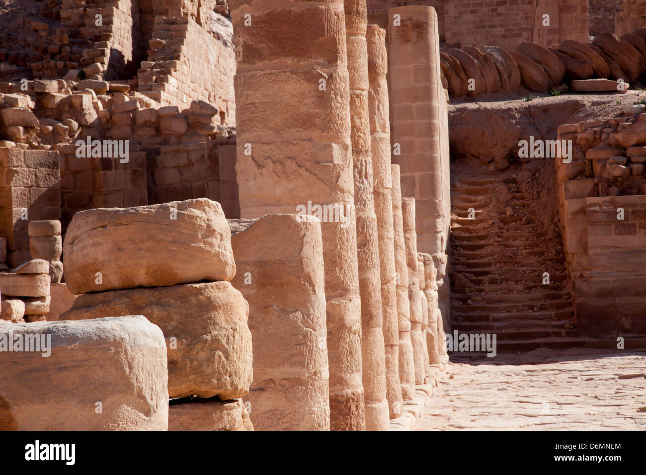 Ruins from the old, lost city of Petra in Jordan, a tourist destination ...