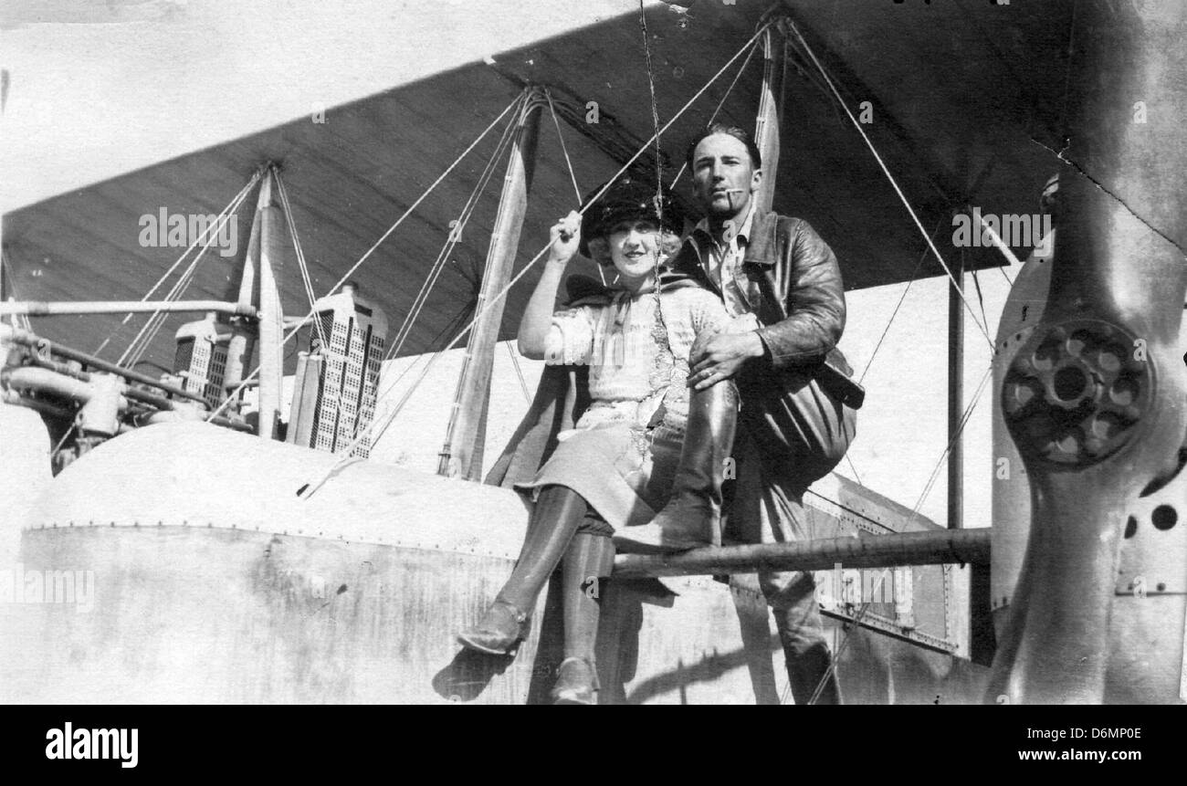 This image from 1919 shows aviators Jim Hester and Ruth Law sitting on ...