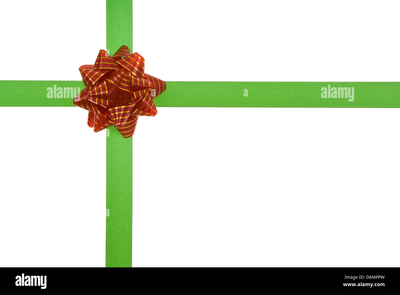 green ribbon with red bow on gift Stock Photo - Alamy