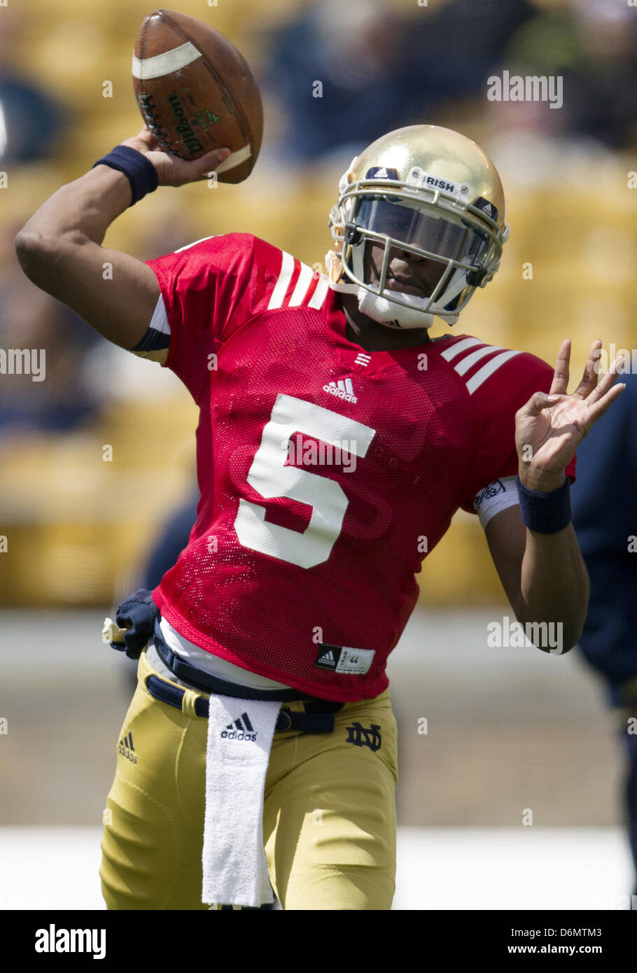 South Bend, Indiana, USA. 20th April, 2013. Notre Dame Fighting Irish quarterback Everett Golson ...