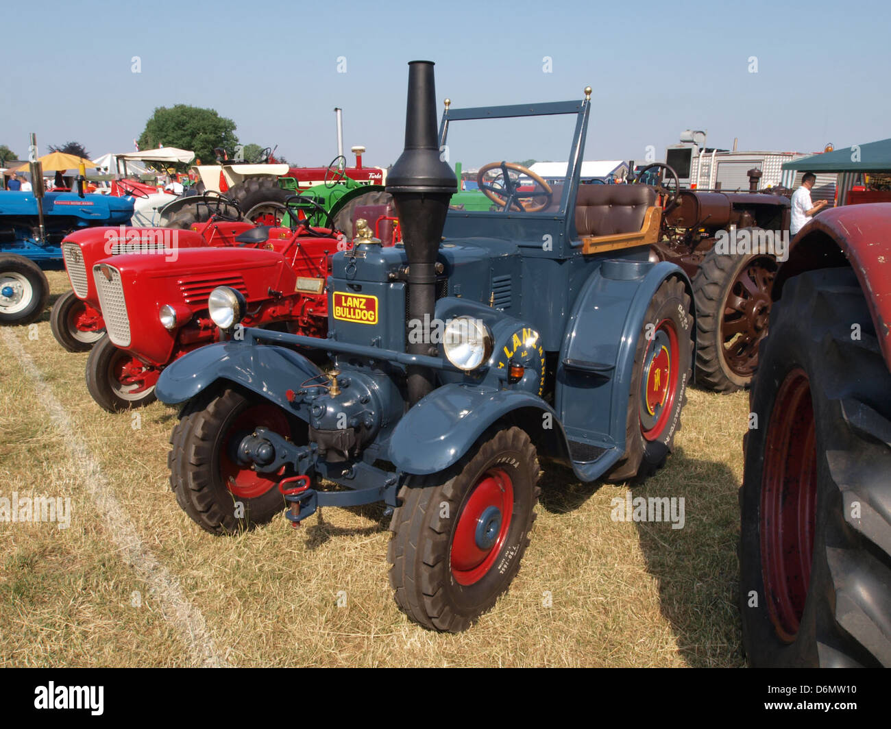 The dark blue Lanz Bulldog is a vintage German-made tractor, known for ...