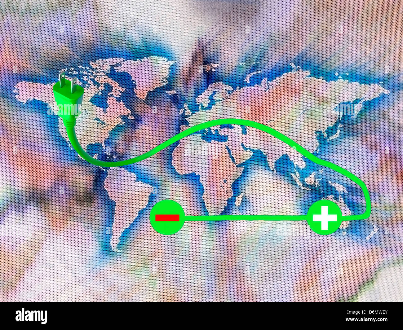 Symbol of the electric cars on world map hi-res stock photography and ...