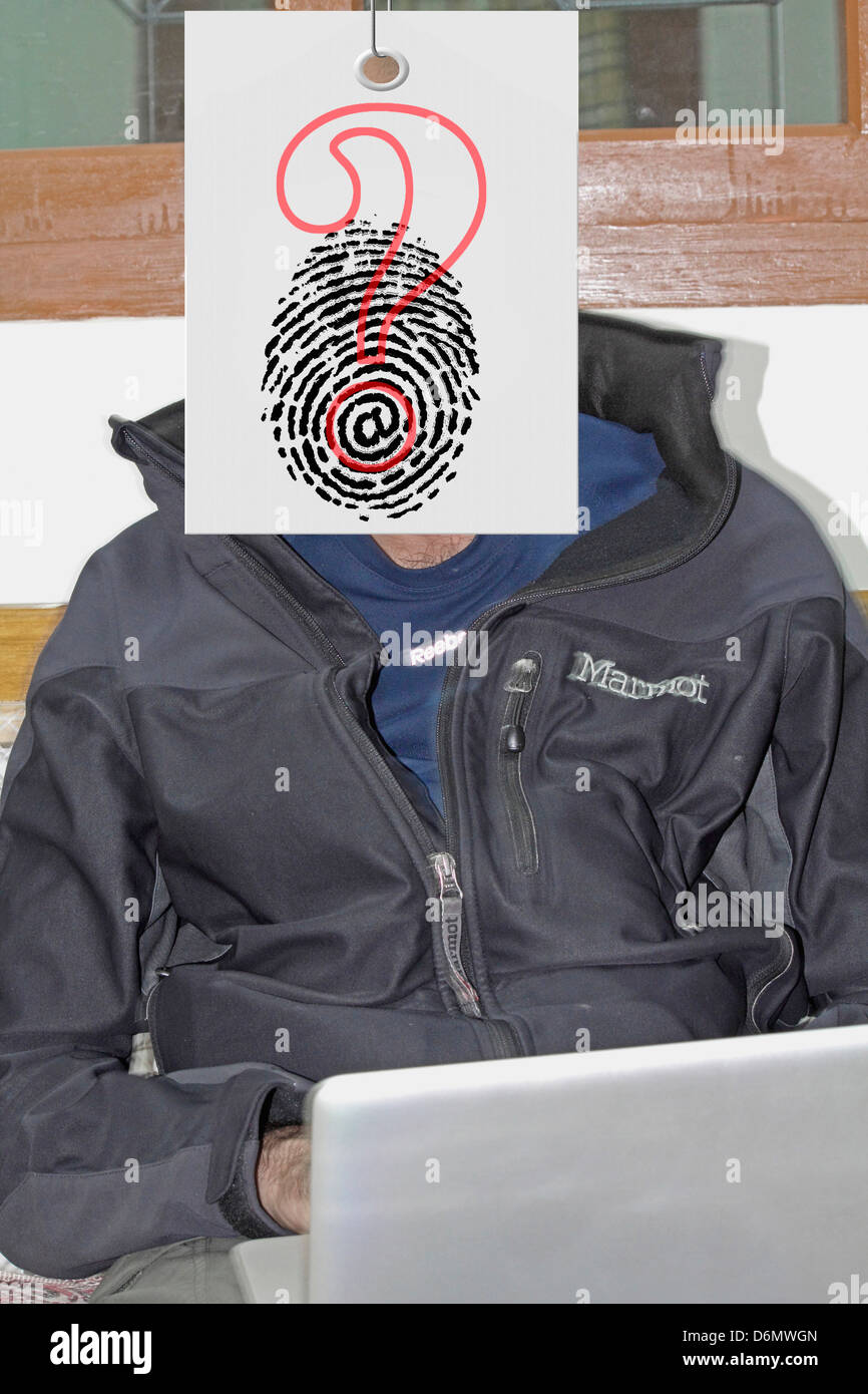 Portrait of Man behind interrogation symbol Stock Photo - Alamy