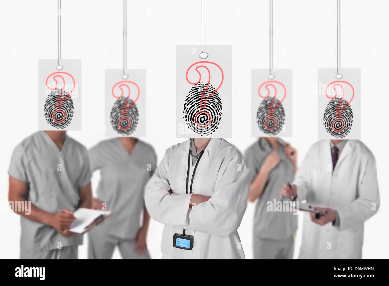 Portrait of people behind interrogation symbol Adult Asking Background ...