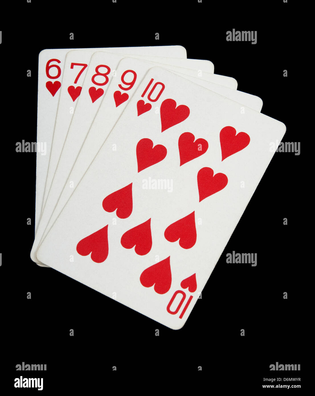 Hearts - playing cards on black background Stock Photo - Alamy