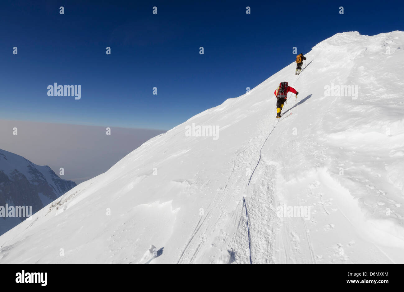 summit ridge, climbing expedition on Mt McKinley 6194m, Denali National ...