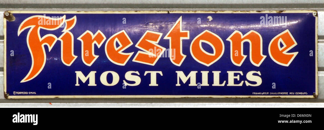 This Firestone enamel advertising sign highlights the brand's long ...