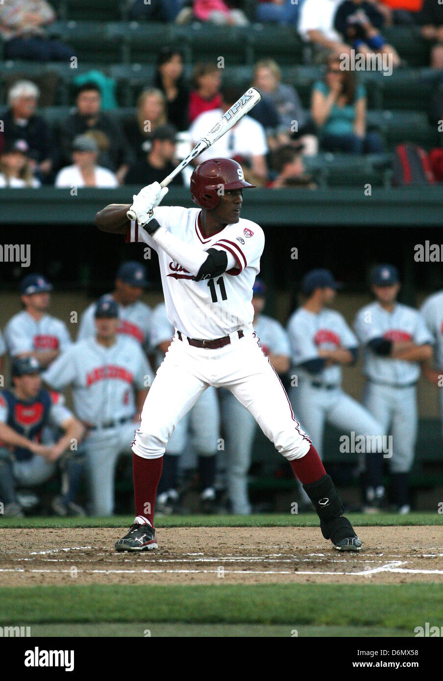 April 19, 2013: Stanford 1st baseman #11 Brian Ragira at bat during the ...