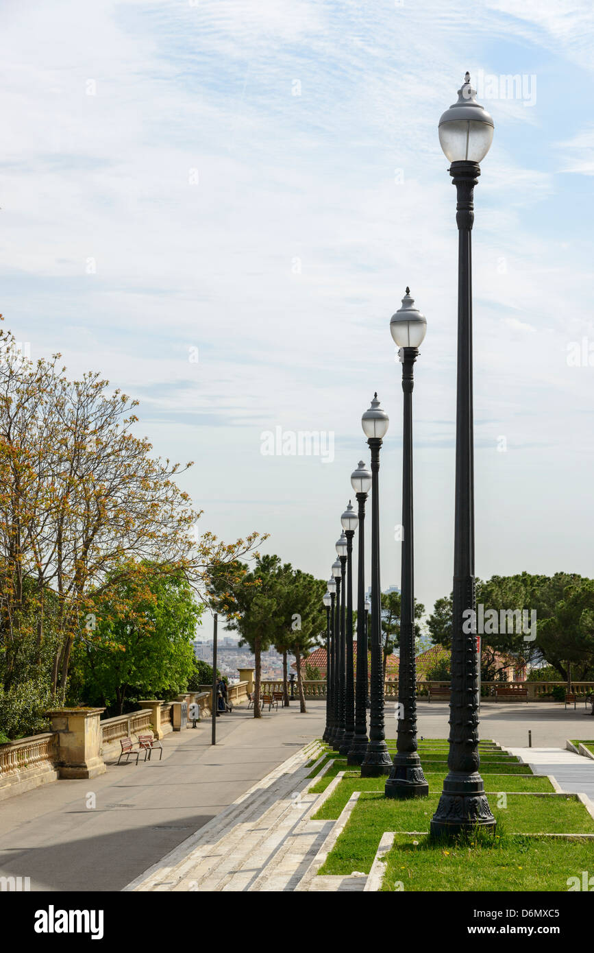 Street lights near the National Museum of Art (Barcelona, Spain Stock ...