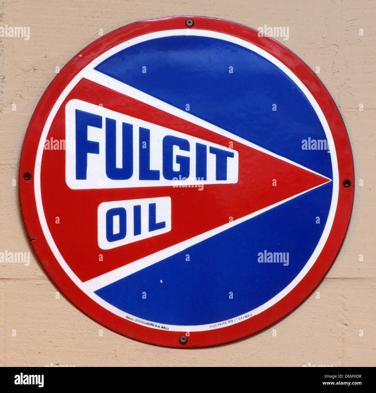 The Fulgit oil enamel advert sign displayed at the Den Hartog Ford ...