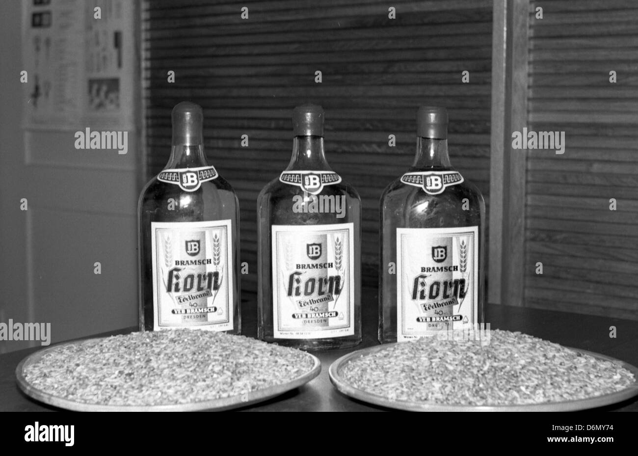 Dresden, East Germany, cereal and bottles with precious grain of the ...