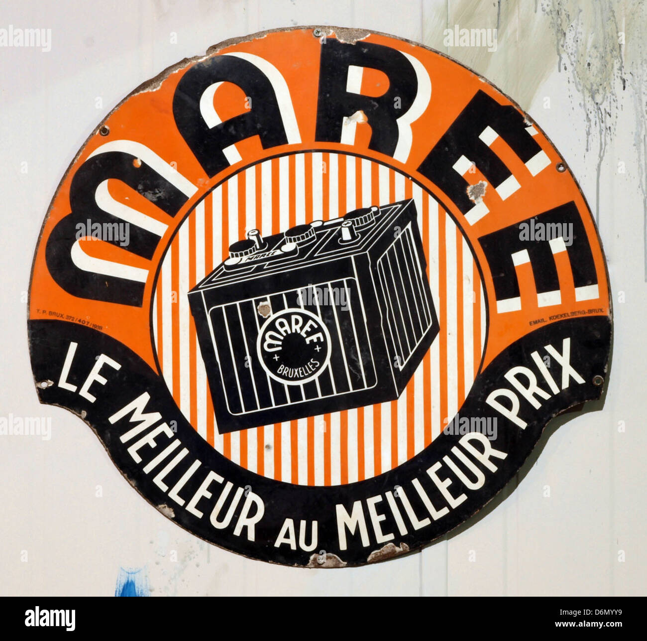 The Maree enamel advert sign, displayed at the Den Hartog Ford Museum ...