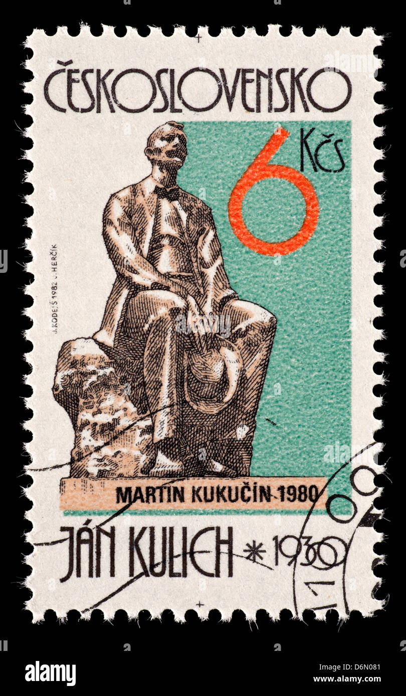 Postage stamp from Czechoslovakia depicting the Jan Kulich statue of ...